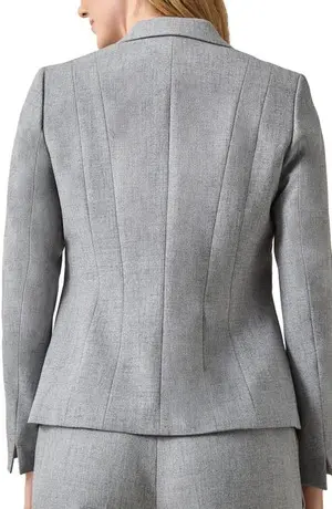 KASPER Stretch Crepe One-button Blazer - Grey/ Black