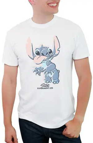 LILO & STITCH Dot Art Stitch Short Sleeve Graphic T-shirt - White