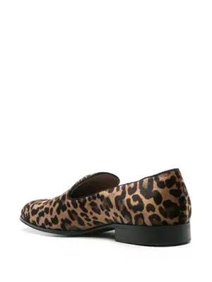 GIANVITO ROSSI Jean Leopard Loafers