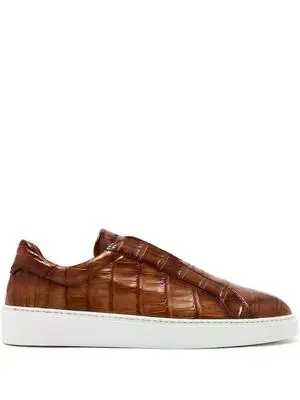 Magnanni Crocodile-embossed Slip-on Sneakers - Brown