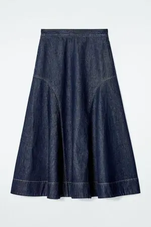Cos Raw Denim A-line Midi Skirt