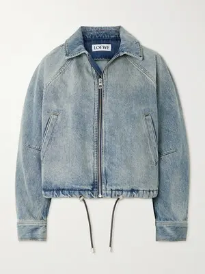 Loewe Leather-trimmed Denim Bomber Jacket