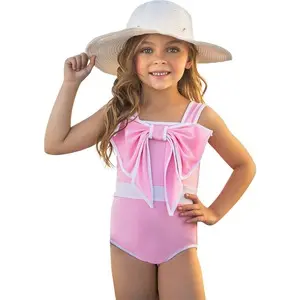 MIA BELLE GIRLS Statement Bow One Piece Swimsuit - Pink