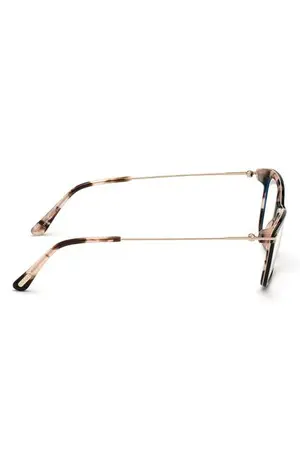 TOM FORD 50mm Square Eyeglasses - Pink Havana / Blue Block