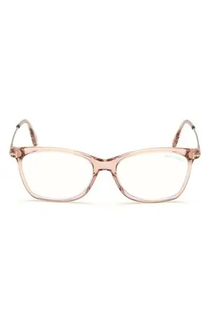 TOM FORD 50mm Square Eyeglasses - Pink Rose Gold / Blue Block