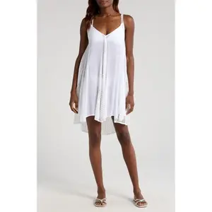 Elan Open Stitch Sleeveless Cover-up Dress - White