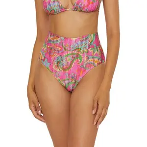BECCA® By Rebecca Virtue Polynesia High Waist Bikini Bottoms - Pink Multi