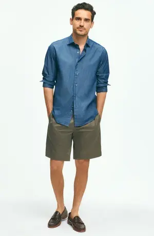 Brooks Brothers Advantage Wrinkle Resistant Stretch Chino Shorts - Magnet