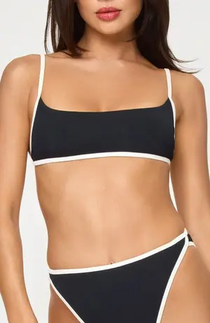 L*Space Kourt Rib Bikini Top - Black/ Cream