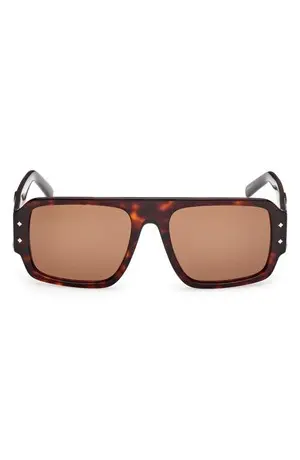 Mcm 55mm Polarized Navigator Sunglasses - Dark Havana / Brown