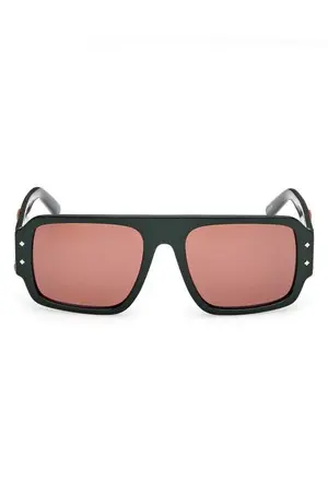 Mcm 55mm Polarized Navigator Sunglasses - Shiny Dark Green / Roviex