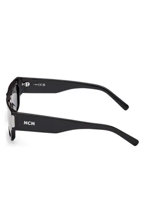 Mcm 54mm Polarized Rectangle Sunglasses - Shiny Black / Smoke