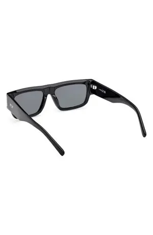 Mcm 54mm Polarized Rectangle Sunglasses - Shiny Black / Smoke