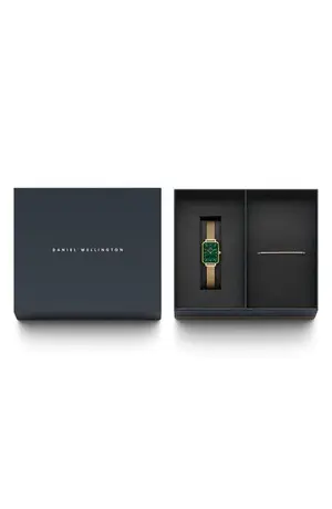 DANIEL WELLINGTON Pressed Mesh Strap Watch And Tennis Bracelet Set - Ip Gold
