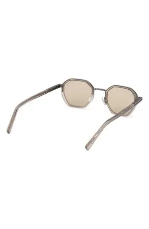 Zegna 50mm Octagon Sunglasses - Shiny Light Brown / Brown