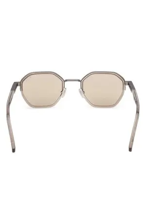 Zegna 50mm Octagon Sunglasses - Shiny Light Brown / Brown