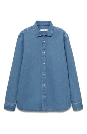 Mango Denim Button-up Shirt - Medium Blue