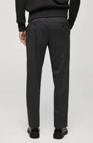 Mango Pleated Regular Fit Flannel Trousers