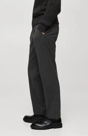 Mango Pleated Regular Fit Flannel Trousers