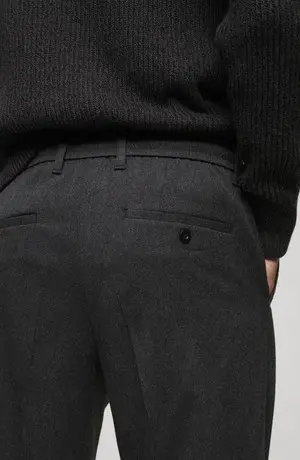 Mango Pleated Regular Fit Flannel Trousers