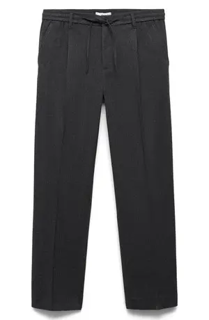 Mango Pleated Regular Fit Flannel Trousers
