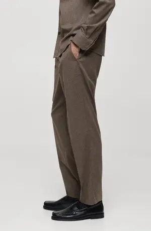 Mango Pleated Regular Fit Flannel Trousers