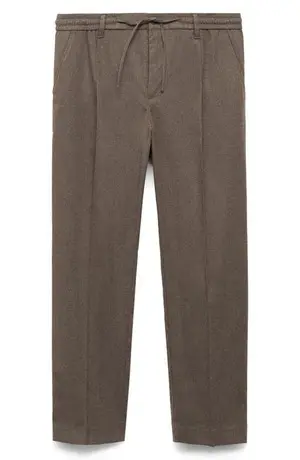 Mango Pleated Regular Fit Flannel Trousers