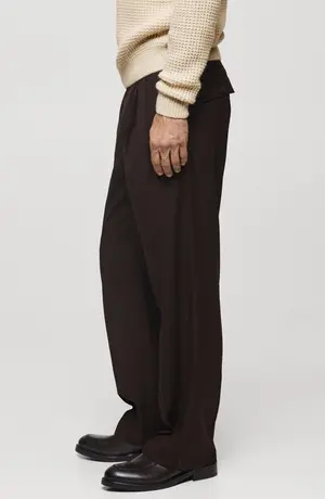 Mango Regular Fit Pleated Trousers
