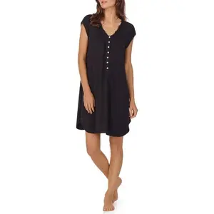 Eileen West Lace Trim Sleep Shirt - Black