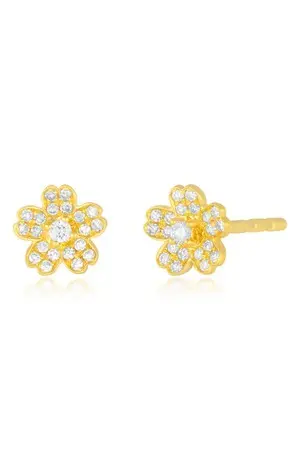 Ef Collection Mini Cherry Blossom Diamond Stud Earrings - 14k Yellow Gold