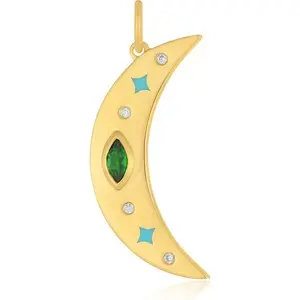 Ef Collection Jumbo Magic Moon Tsavorite & Diamond Charm - 14k Yellow Gold