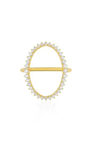 Ef Collection 14k Gold Diamond Oval Ring - 14k Yellow Gold