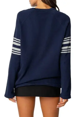 EDIKTED Contrast Stripe Oversized Sweater
