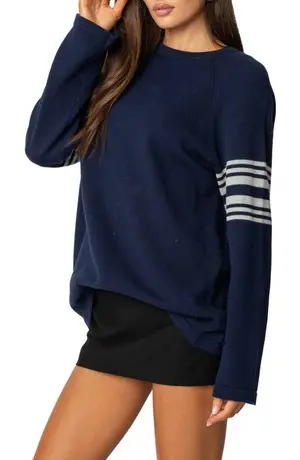 EDIKTED Contrast Stripe Oversized Sweater