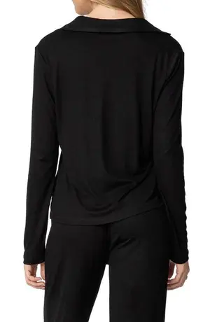 EDIKTED Justina Lounge Button-up Top - Black