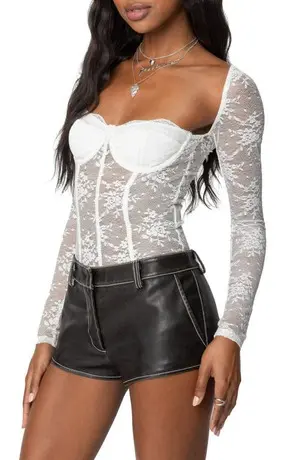 EDIKTED Ally Sheer Lace Bodysuit