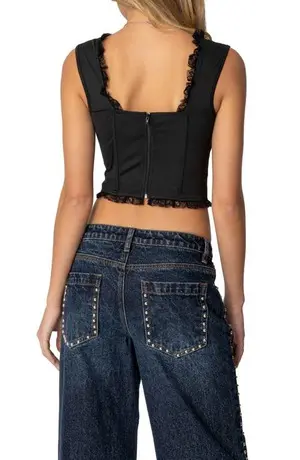EDIKTED Lacy Corset Crop Top