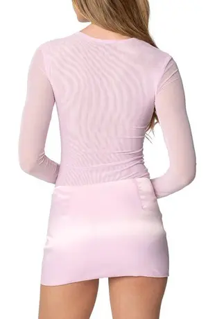 EDIKTED Clio Mesh Bodysuit - Light-pink