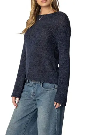 EDIKTED Drop Shoulder Sweater - Navy