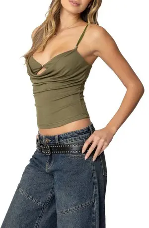 EDIKTED Layered Cowl Neck Camisole - Green