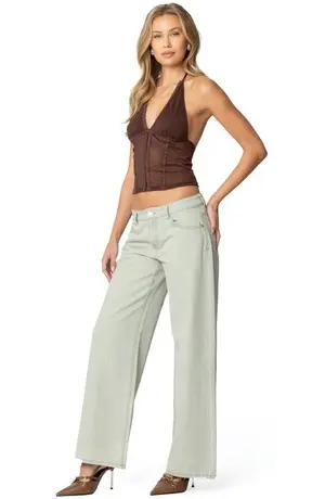 EDIKTED Lucie Lacy Mesh Halter Top
