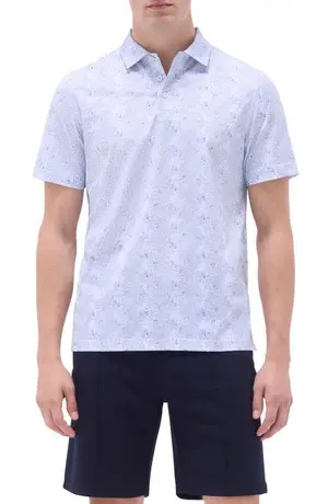 Bugatchi Victor Ooohcotton® Leaf Print Polo - Sand