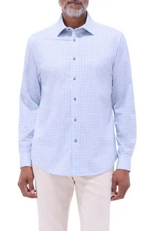 Bugatchi James Ooohcotton® Geometric Print Button-up Shirt Air Blue