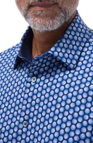 Bugatchi Jimmy Ooohcotton® Geo Print Button-up Shirt - Cobalt