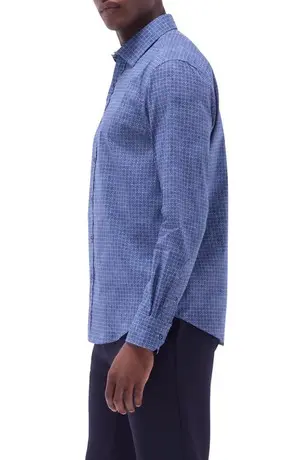 Bugatchi Julian Shaped Fit Stretch Cotton Button-up Shirt - Indigo