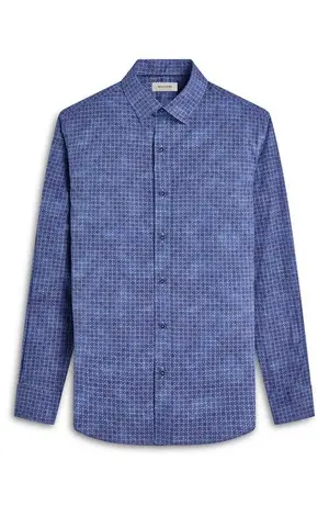 Bugatchi Julian Shaped Fit Stretch Cotton Button-up Shirt - Indigo