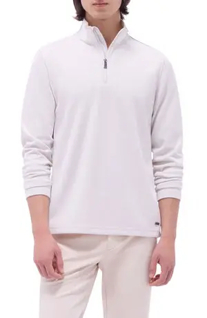 Bugatchi Quarter Zip Performance Pullover - Chalk