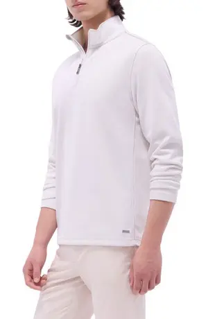 Bugatchi Quarter Zip Performance Pullover - Chalk