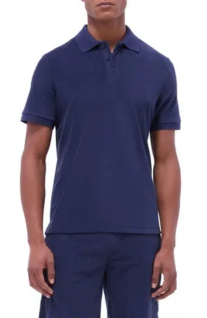 Bugatchi Cotton Blend French Terry Polo - Navy