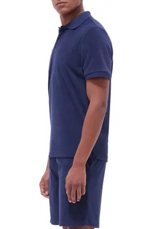 Bugatchi Cotton Blend French Terry Polo - Navy